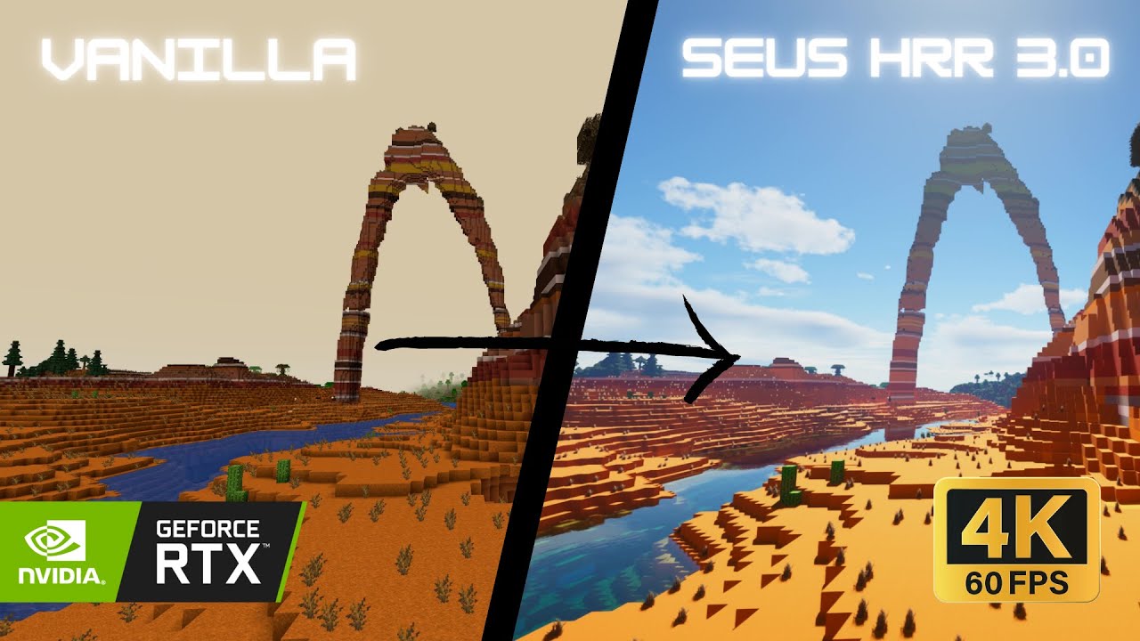 4K Minecraft RTX /// SEUS HRR 3.0 vs Vanilla Minecraft - YouTube