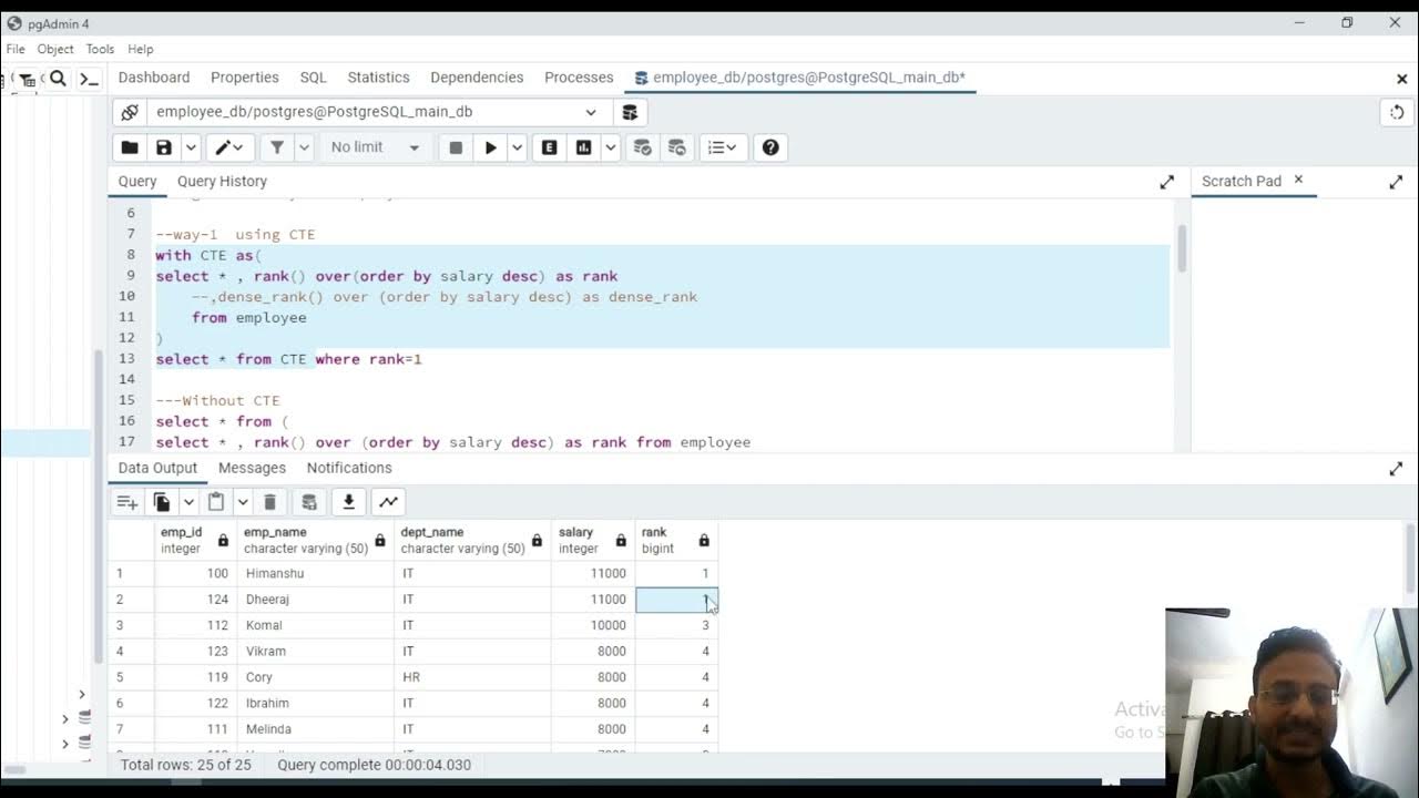 How To Find Highest Salary In Employee Table Rank Window Function Youtube