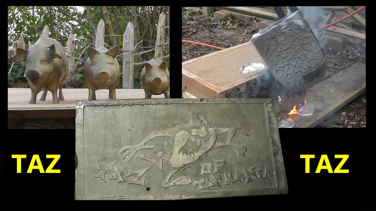 Metal casting a Taz wall plaque from a paper pattern. Wa-ba-ba-bla ...