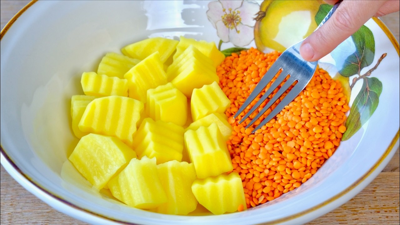 100g lentils and 4 potatoes! Simple and delicious lentil recipe I make ...