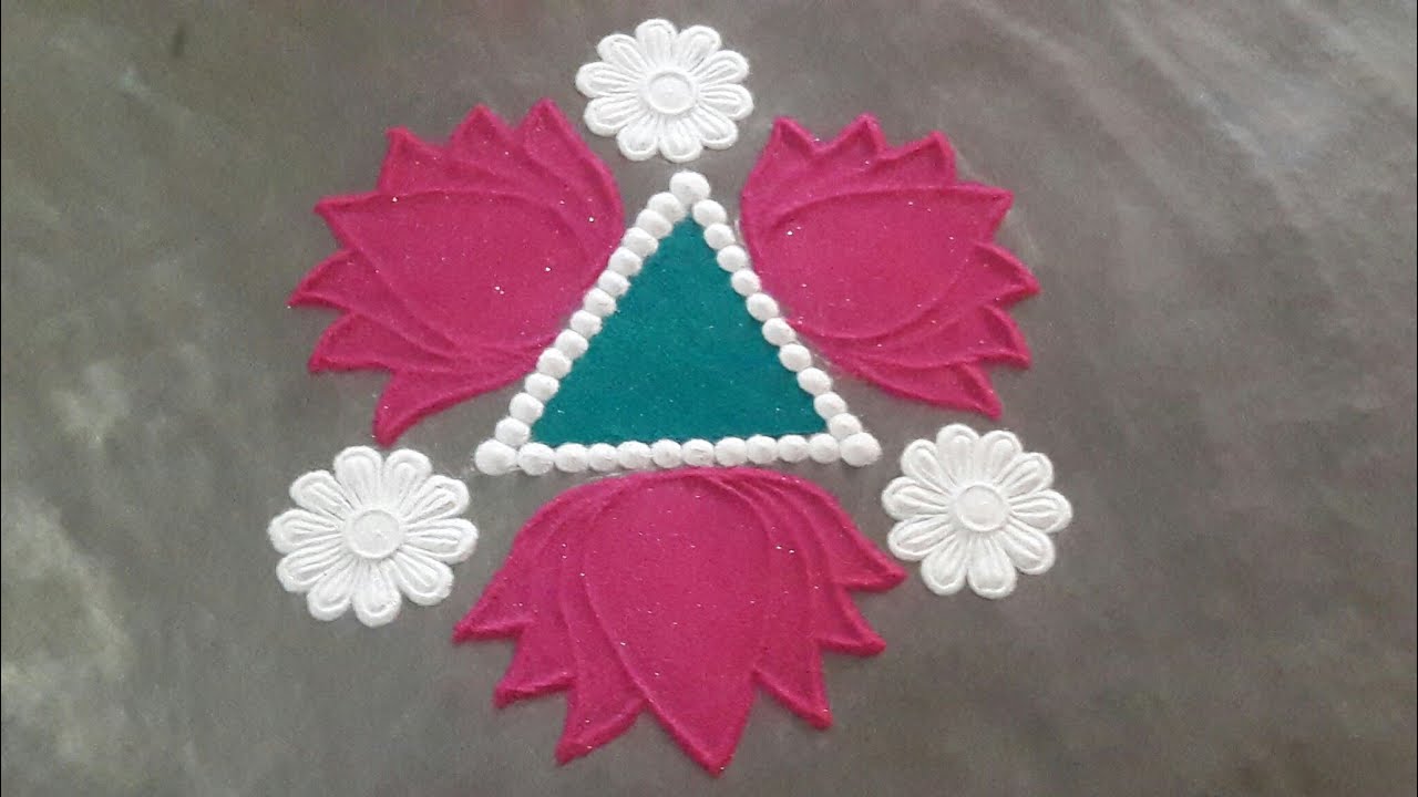 || LEARN TO MAKE BEAUTIFUL TRIANGLE SHAPE LOTUS RANGOLI DESIGN BY SOUL ...