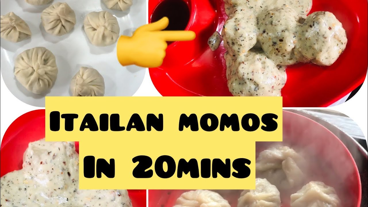 ITALIAN MOMOS RECIPE|Momos in white cheesy sauce|cream Momos|Gravy ...
