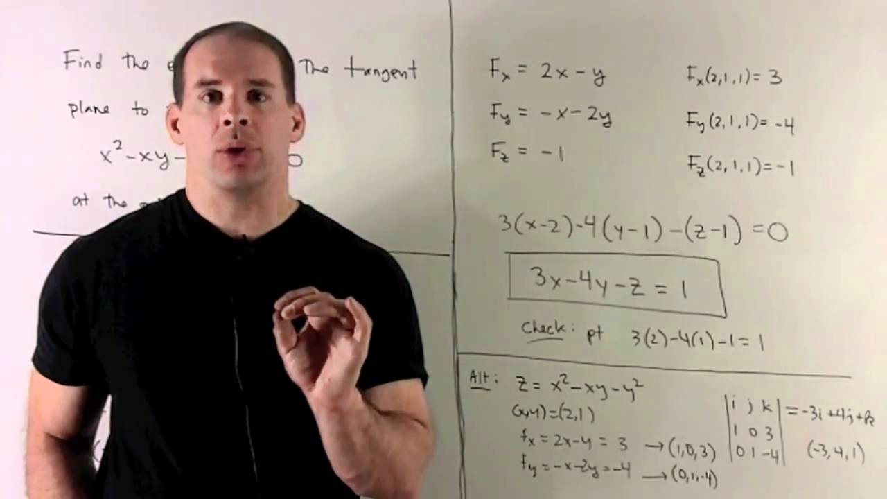 Tangent Plane To X 2 Xy Y 2 z 0 YouTube
