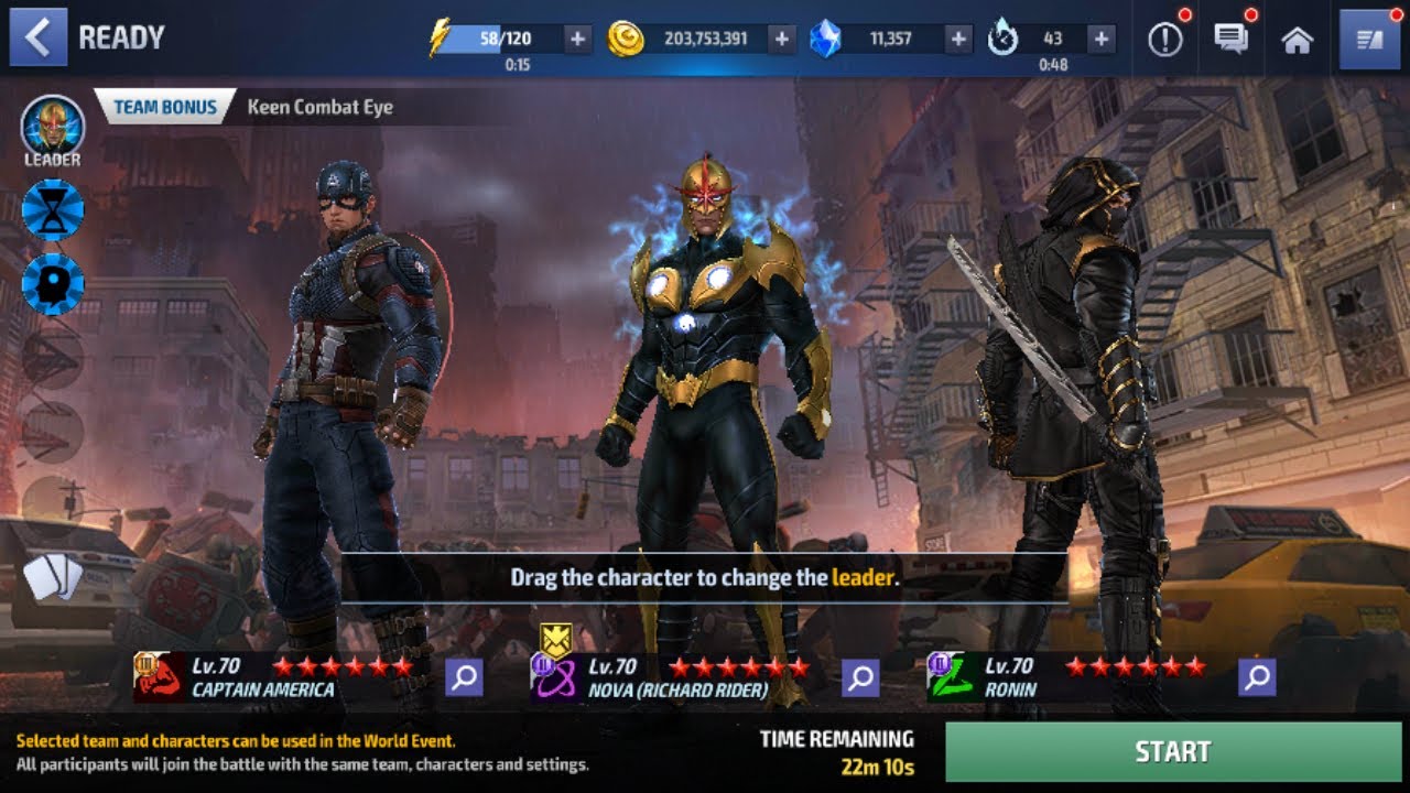 Marvel Future Fight World Event Nova,Captain America,Ronin - YouTube