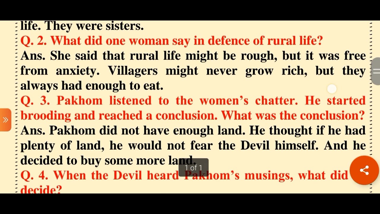 24-01-2022 | Class-10th | How Much Land does a Man Need| Questions ...