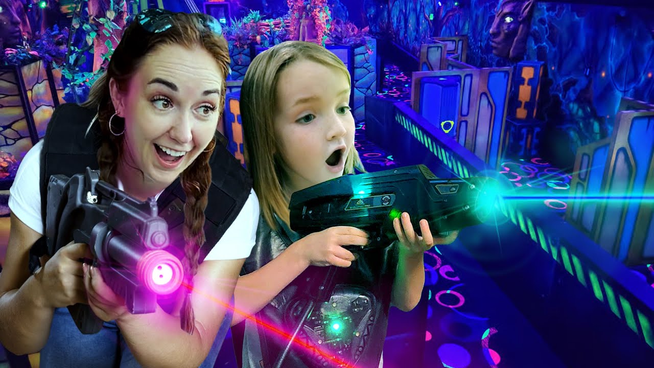 MOM and NiKO crazy ARCADE DATE!! Laser Tag, Riding a Race Kart, giggle ...