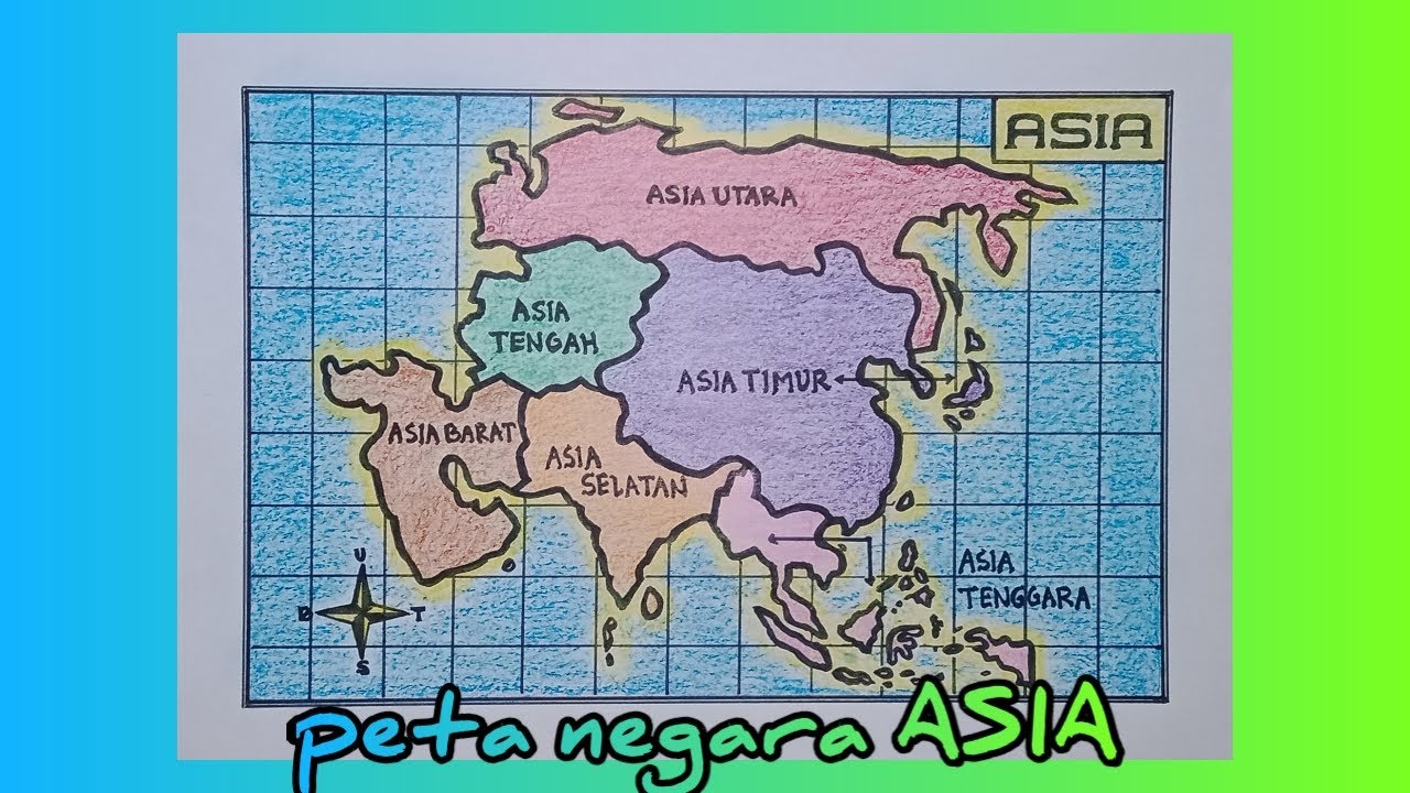 Cara menggambar PETA BENUA ASIA Lengkap dengan keterangan nya - YouTube
