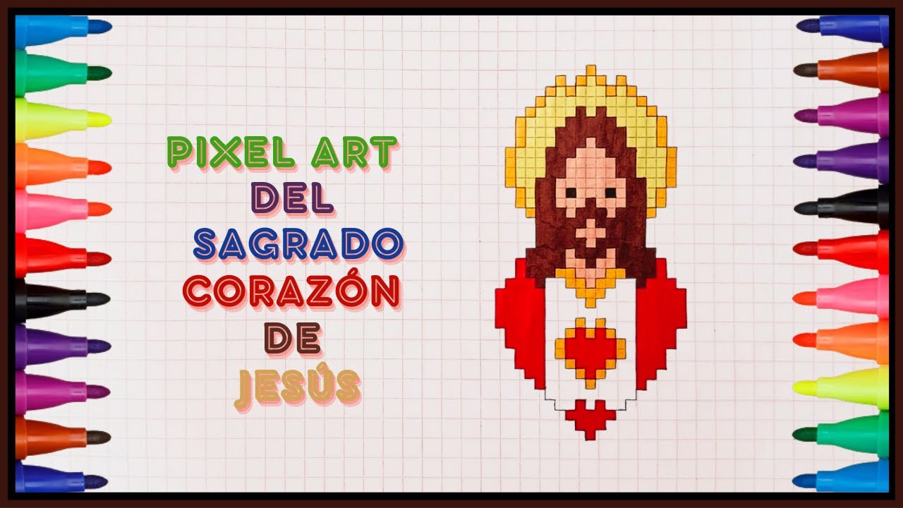 Como Dibujar al SAGRADO de JESÚS en pixel art-How to Draw the SACRED ...