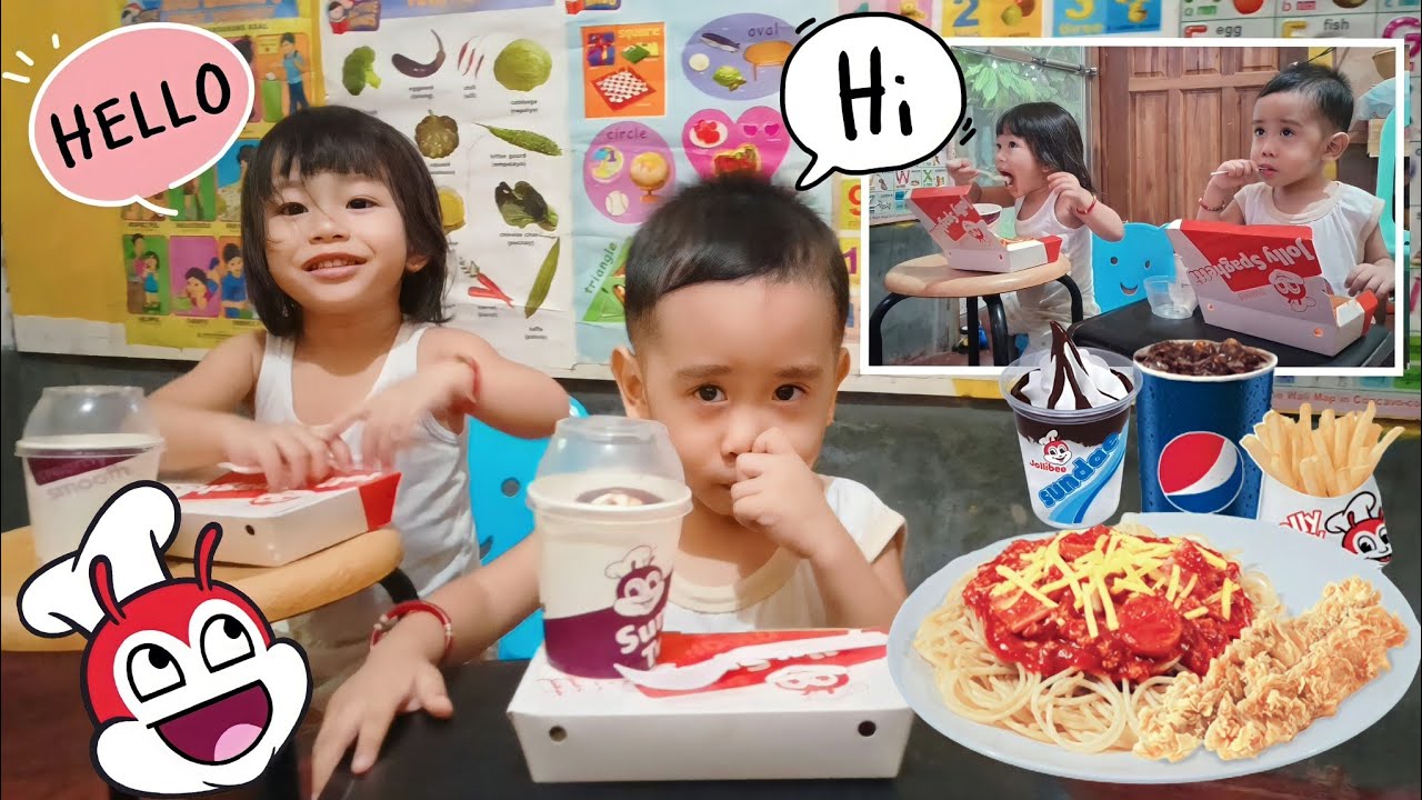 Eating Jollibee with Cousin Niño || Snack Time + Watching TV. - YouTube