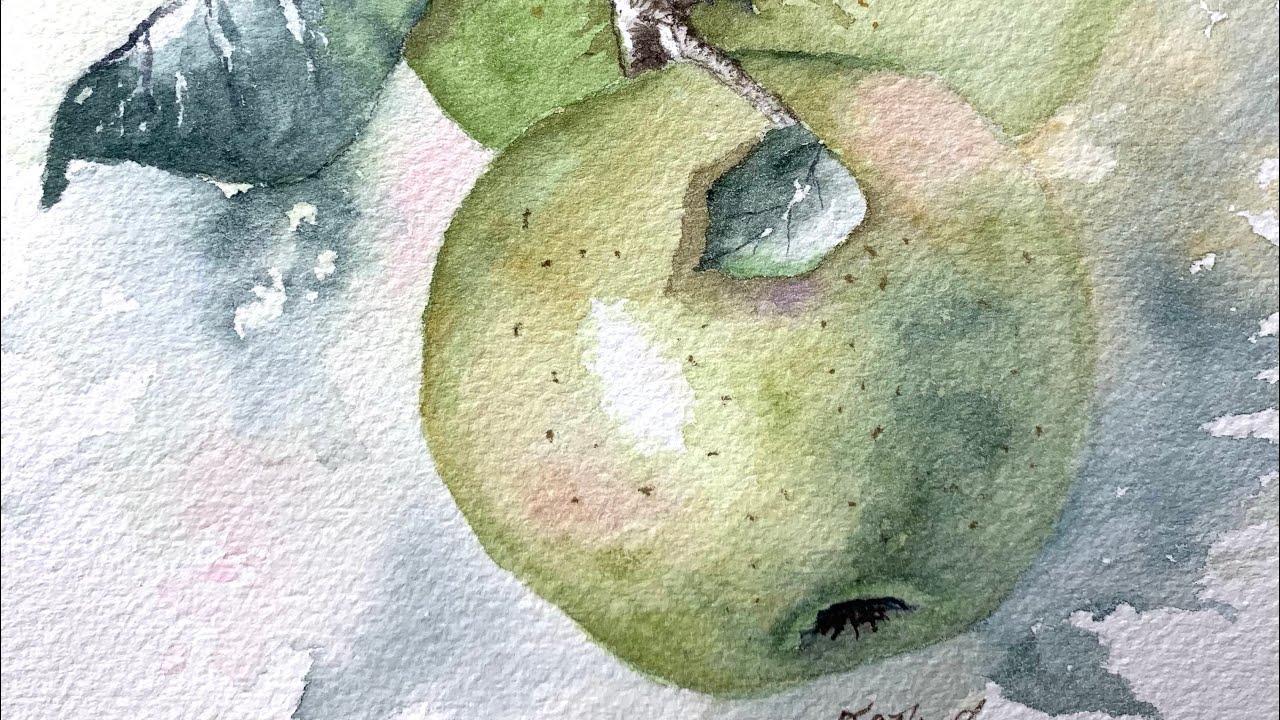 Apple watercolor paint along - YouTube