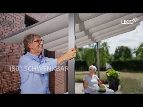LECO-Sonnendach Waved, faltbare Aluminium Terrassenüberdachung 4x2,5m inkl. Schutzhülle, Lichtgrau