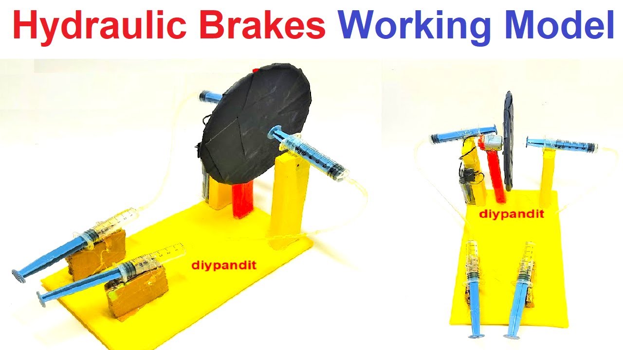 how to make hydraulic power breaks working model using cardboard ...