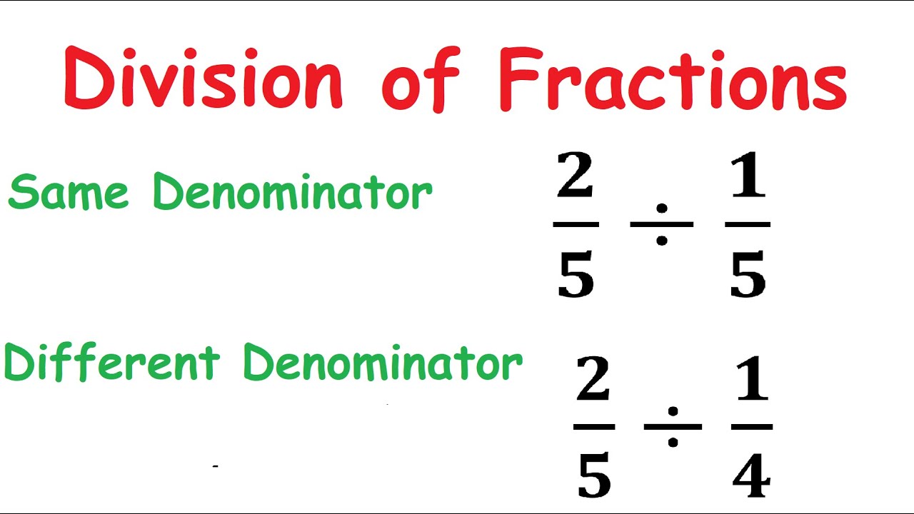 Division of Fractions 2/5 ÷ 1/5 or 2/5 ÷ 1/4 - YouTube