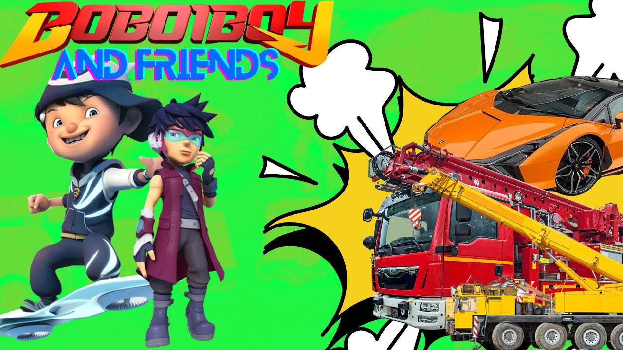 Boboiboy And Friends - Boboiboy Membersihkan Mobil Crane, Dump Truck ...