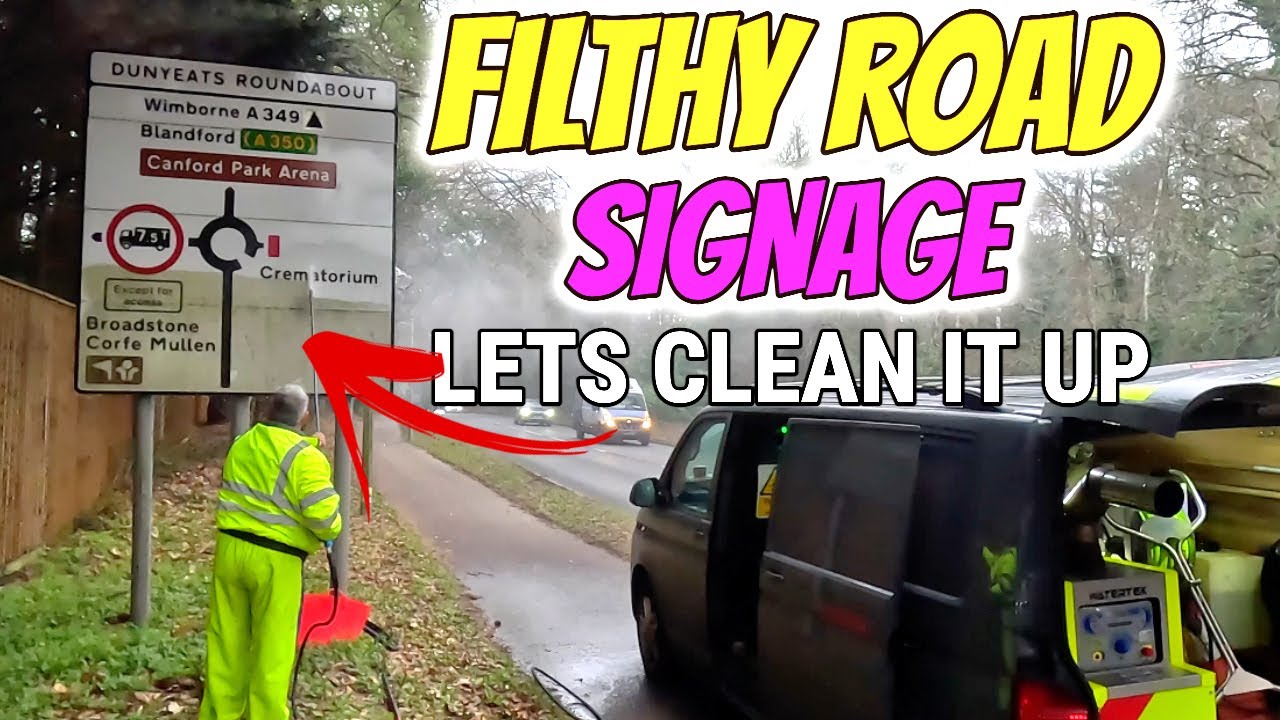 I Cleaned Up The Filthiest Roadside Signs - YouTube