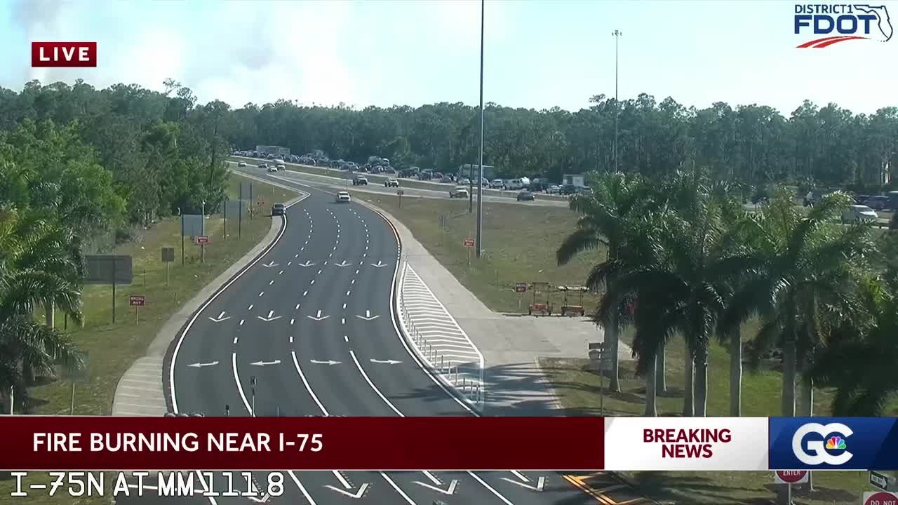Fire burning near I-75 in Collier County - YouTube