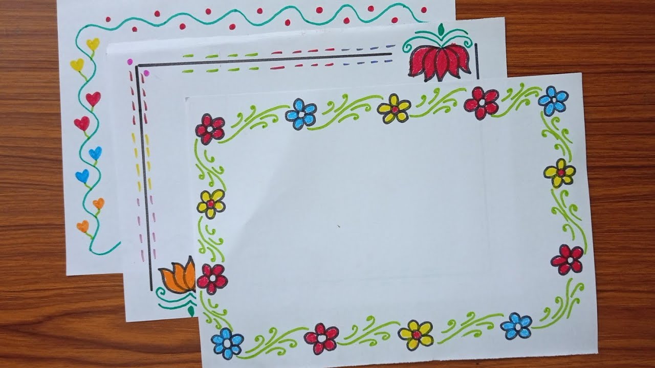 Border design drawings easy || Border designs for project file - YouTube