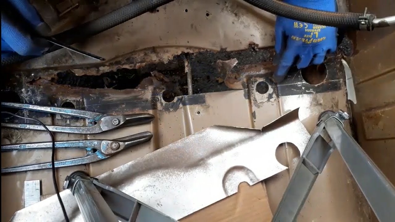 Pt. 24: Fabricating boot floor repair section. - YouTube