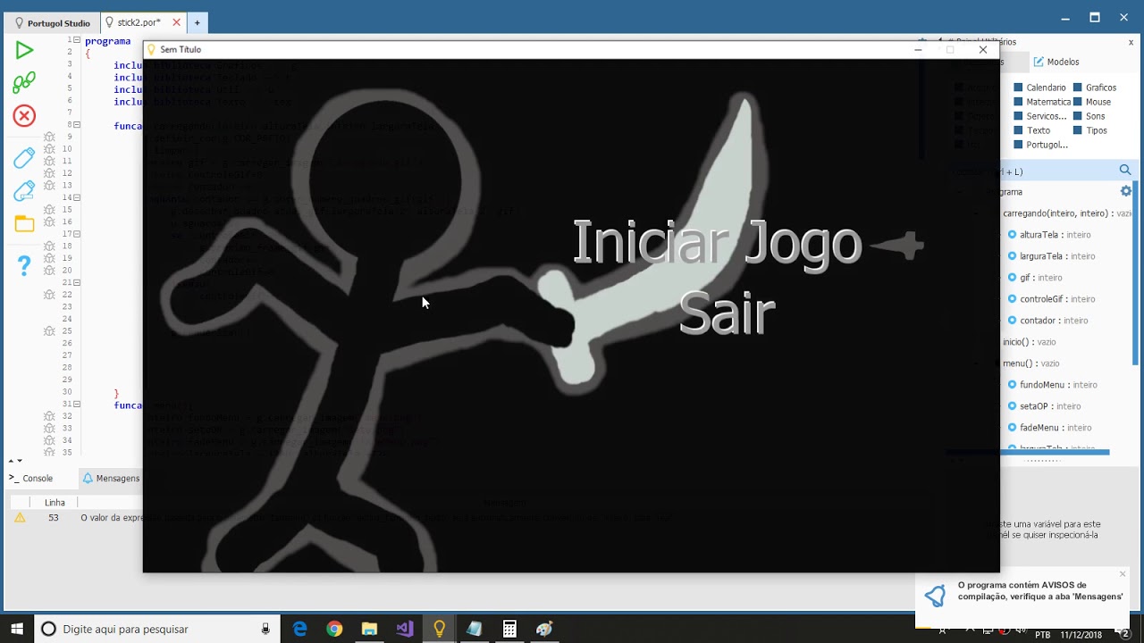 CODING STICK GAME part.2 PORTUGOL STUDIO JCR - YouTube