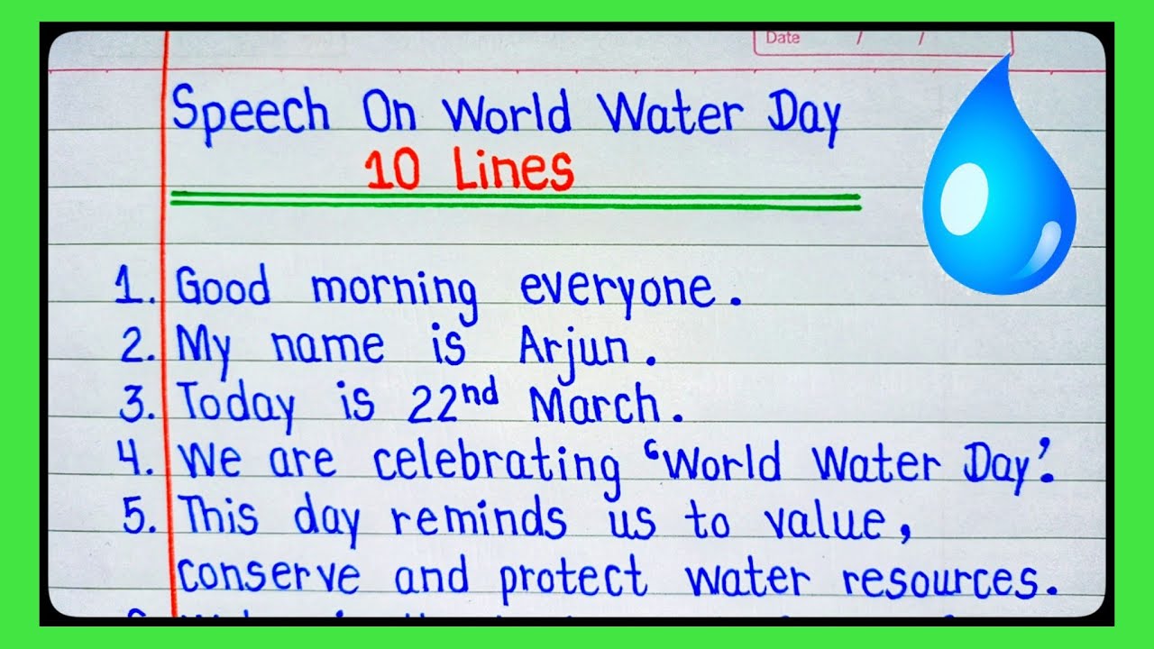 10 Lines speech on world Water Day l World water day speech in english ...