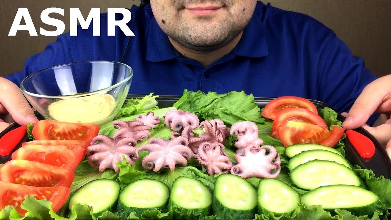 ASMR BABY OCTOPUS (Chewy Eating Sounds/Eating Show) MUKBANG *No Talking ...