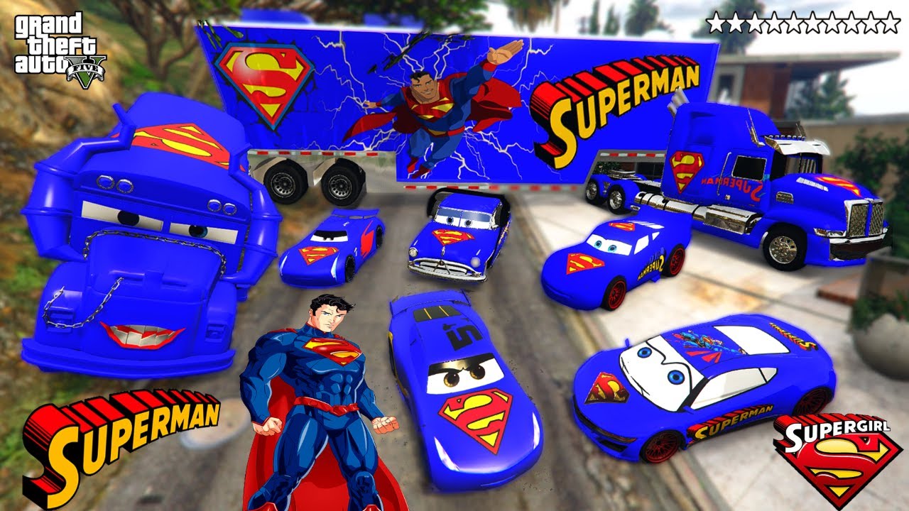 GTA 5 - Stealing SUPERMAN MCQUEEN Cars with Franklin! (Real Life Cars ...