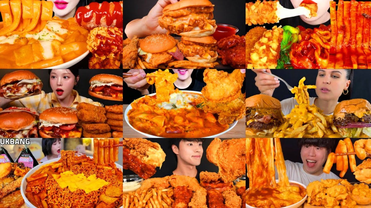 DELICIOUS TTEOKBBOKI NOODLES CHICKEN BURGER MUKBANG COMPILATION * BEST ...