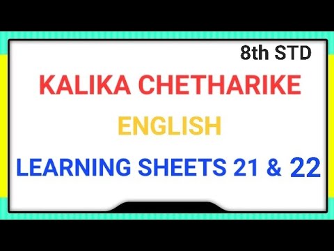 KALIKA CHETHARIKE || ENGLISH 8th STANDARD || LEARNING SHEET 21-22 ...