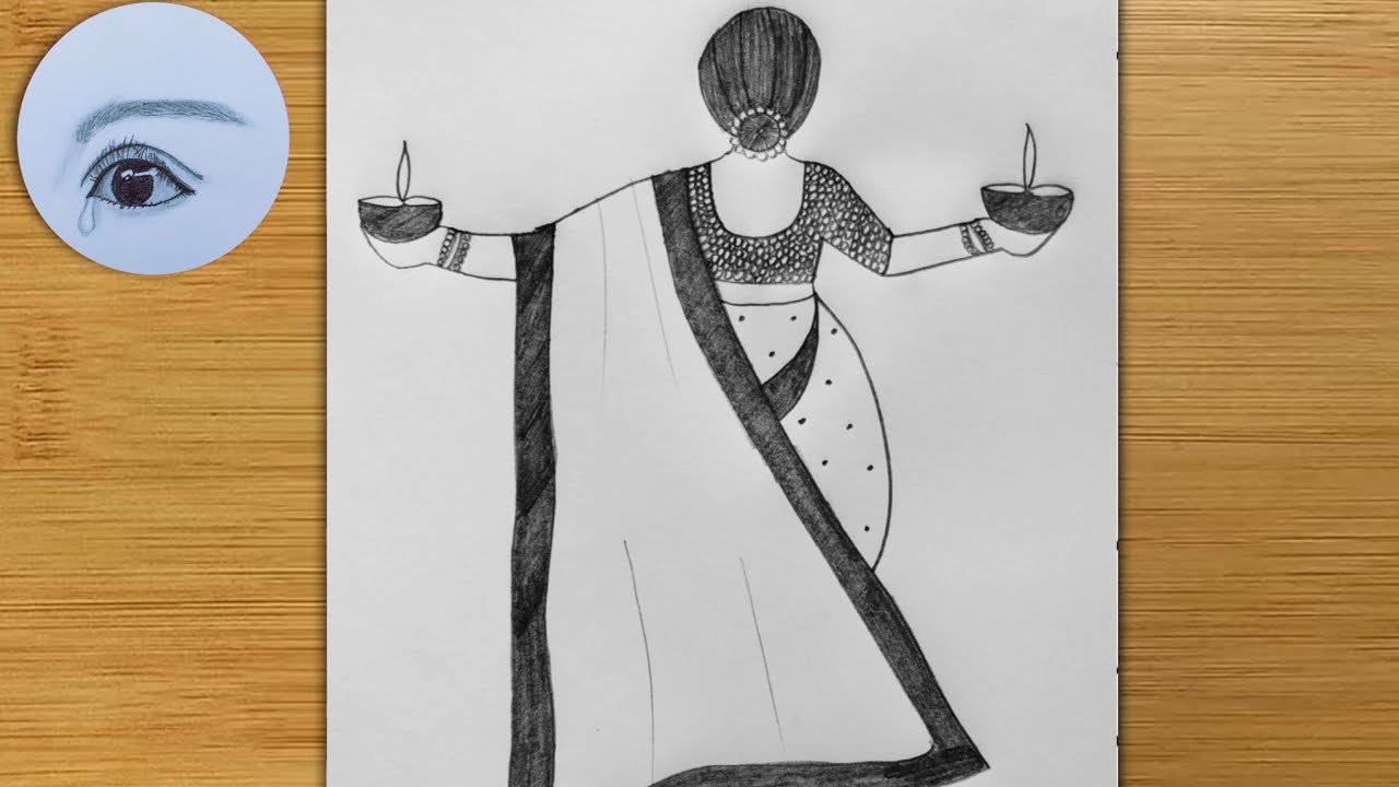 Happy Diwali Drawing very easy || Easy drawing for Diwali || Girl and ...