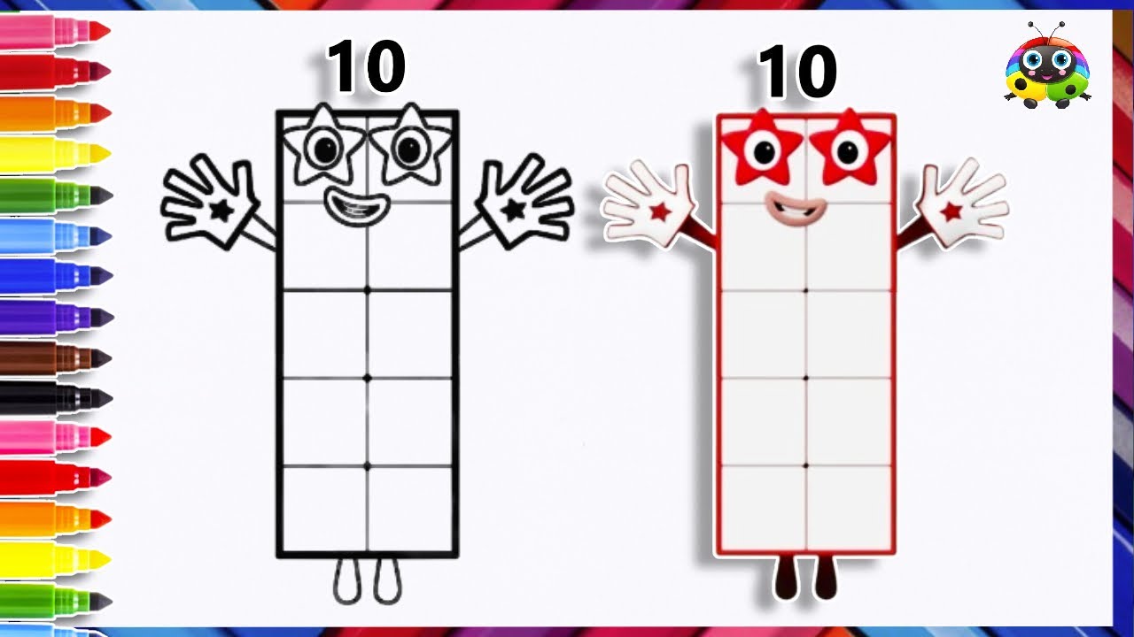 NUMBERBLOCKS 10 & 20 Drawing and Coloring For Kids & Toddlers | How To ...