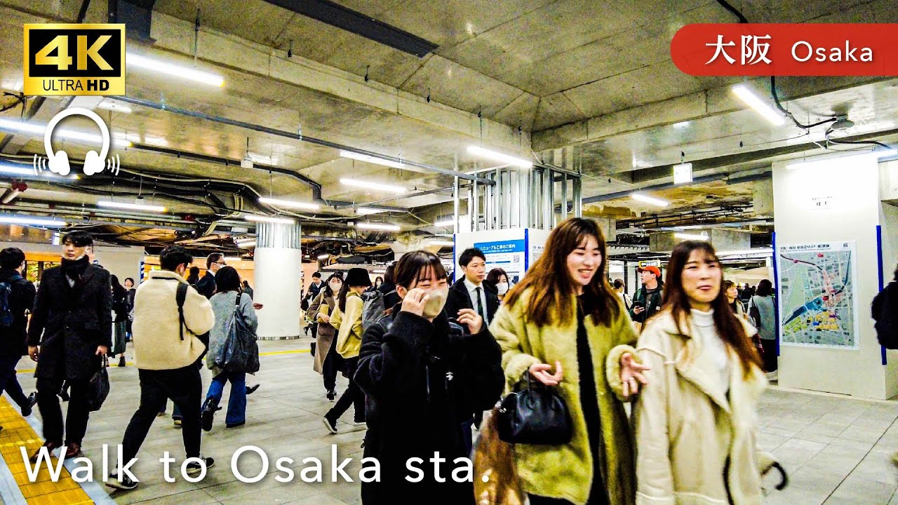 [Osaka💖] Walk Japan - Weekday ASMR walking through Umeda's underground ...