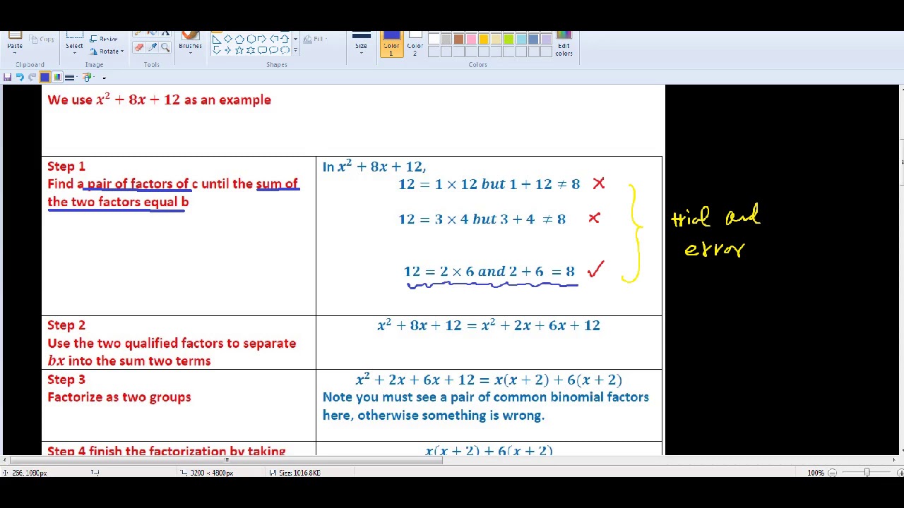 Year 10 Algebra VI Factroization of Monic Trinomials - YouTube