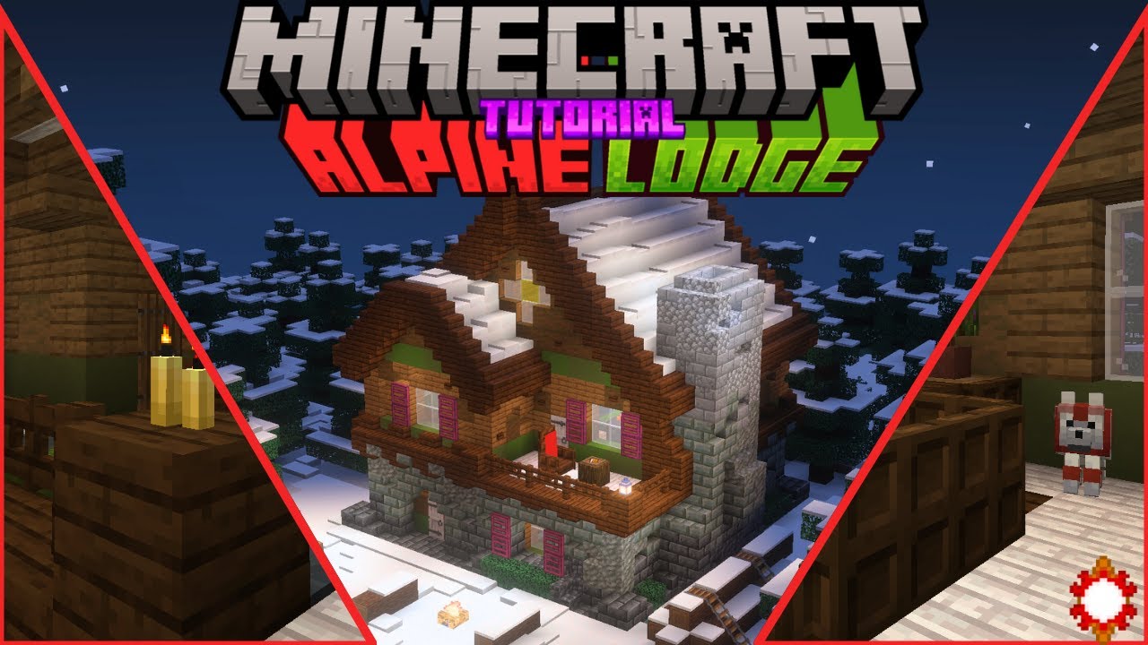 Minecraft How to Build an Alpine Lodge Winter Starter House Cabin ...