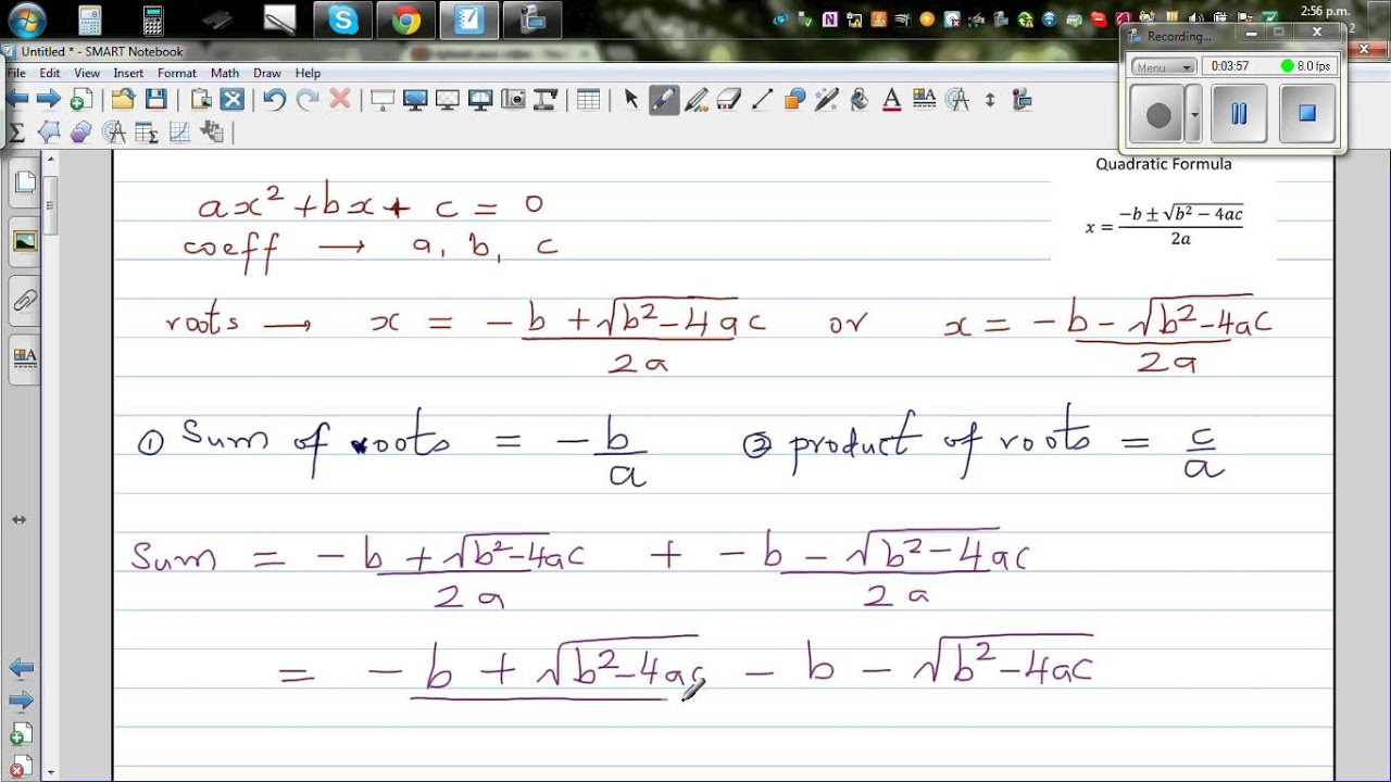 Relationship between roots and coefficient of quadratic equations - Sum ...