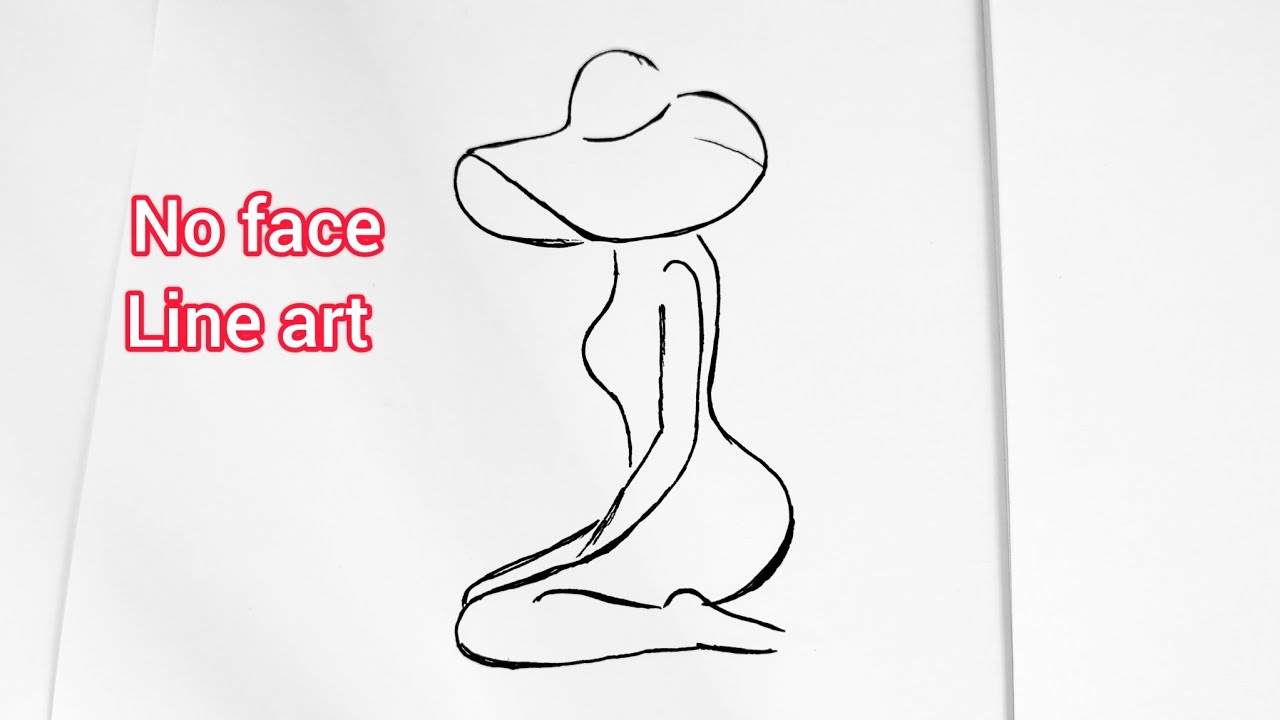 Beautiful lady figure line art drawing - YouTube