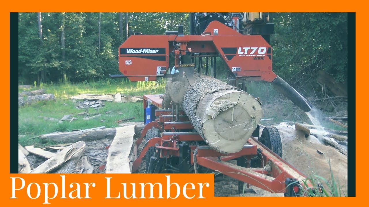 Massive Poplar Log on The Wood mizer LT70 - YouTube