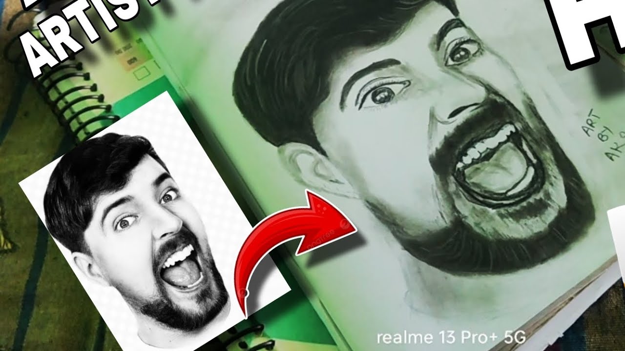 Mr Beast Drawing | How to draw realistic Drawing tutorial | pencil ...
