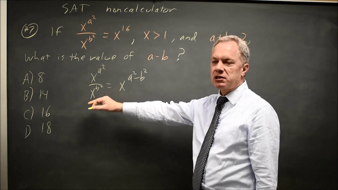 SAT Test 2: Exponent rules - question #3-7 - YouTube