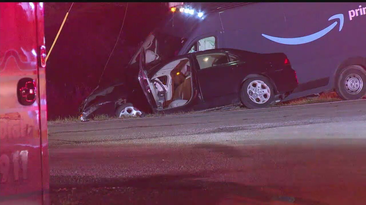Crash involving Amazon delivery truck sends 1 to hospital - YouTube