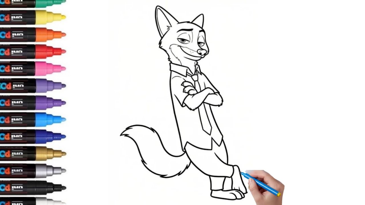 How to Draw Nick Wilde First 🦊 | Zootopia Drawing Tutorial | Step by ...