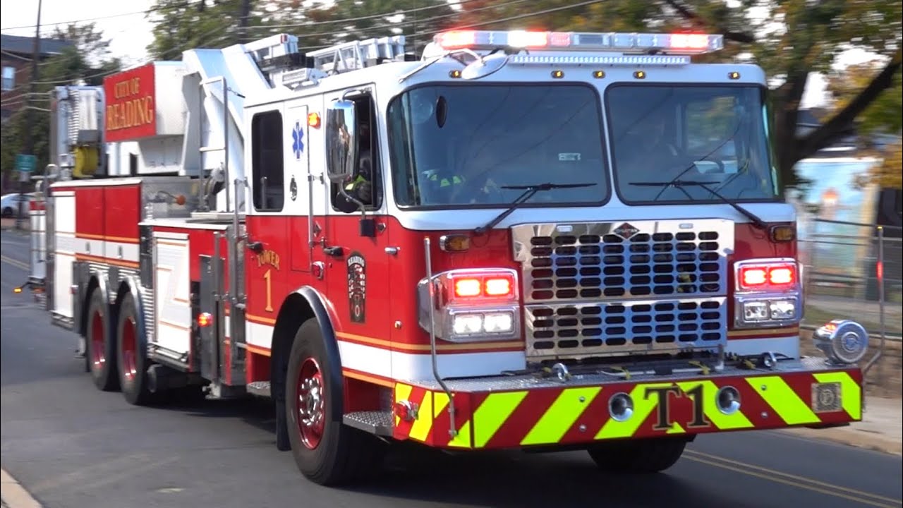 Reading Fire Department New Tower 1 Responding 10/25/23 - YouTube
