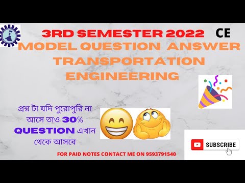 MODEL QUESTION ANSWER of TRANSPORTATION ENGINEERING | WBSCTE | 3rdSem ...