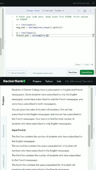 Hackerrank Python Sets Set Difference Operation