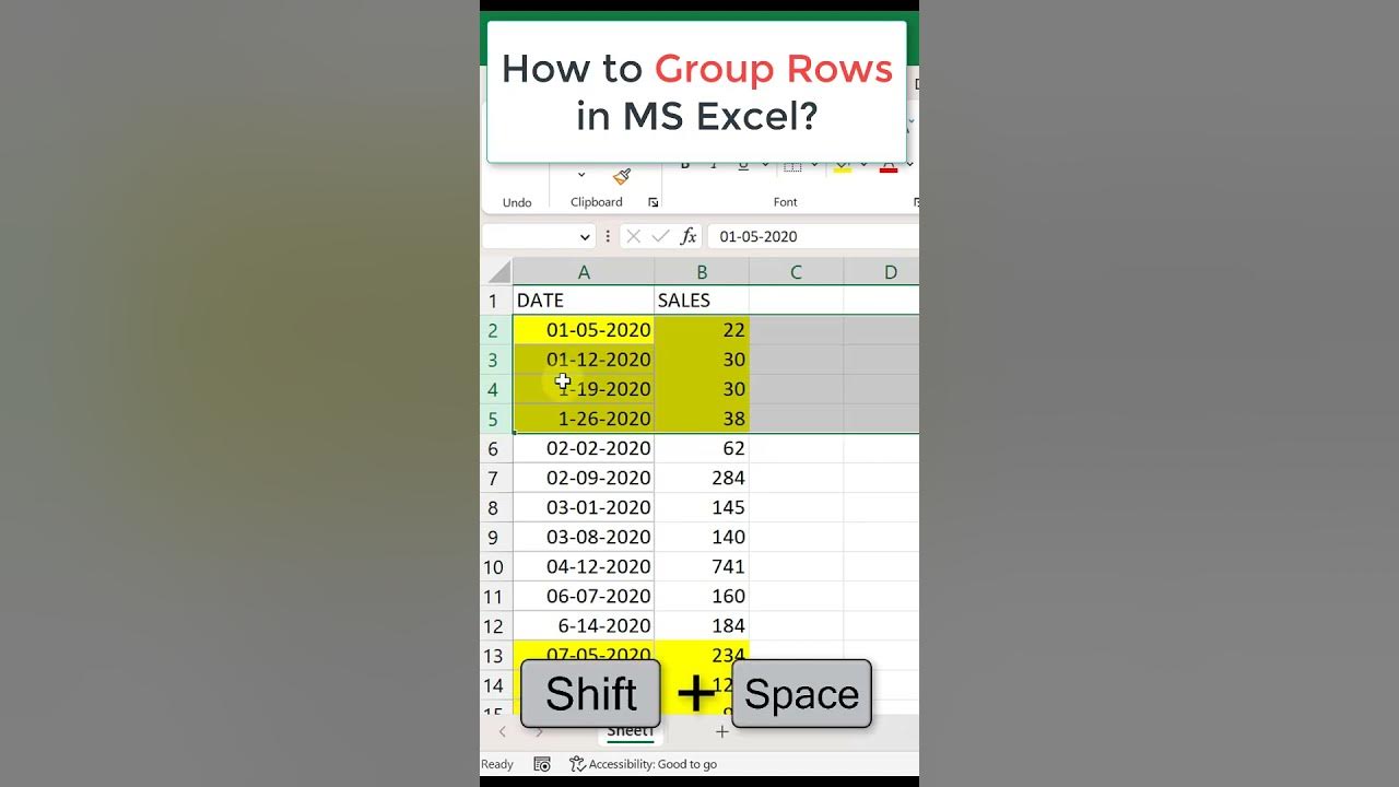 Shortcut To Group Rows In Excel Exceltipsandtricks Excelformula Youtube