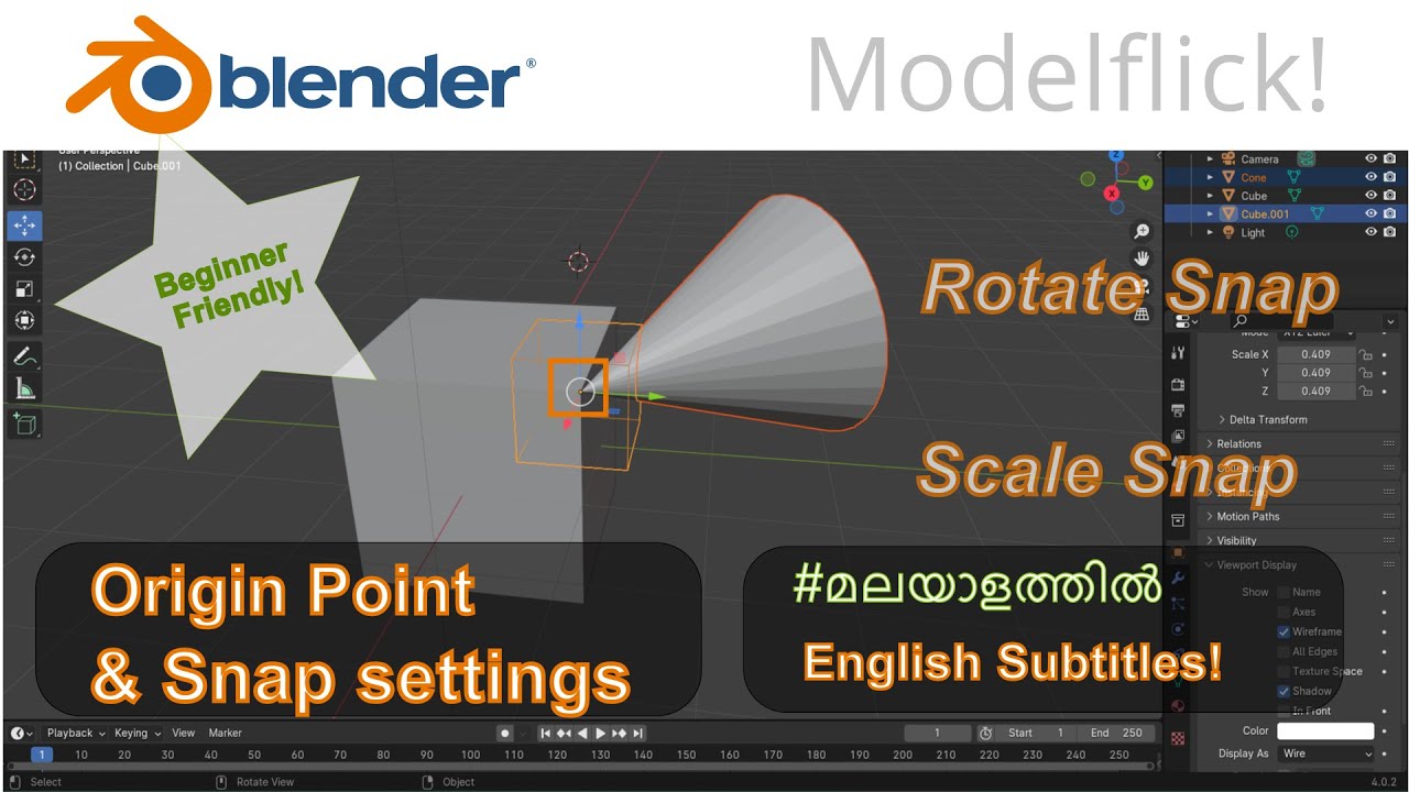 Origin point and Snap Settings- Blender- 3 minutes- ബ്ലെൻഡർ പഠിക്കാം ...