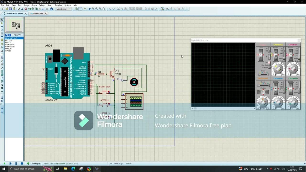 PWM controlled motor using arduino in proteus - YouTube
