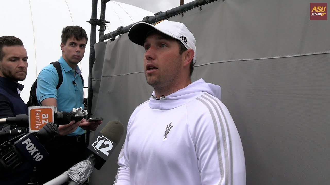 ASU football head coach Kenny Dillingham following Tuesday spring ...