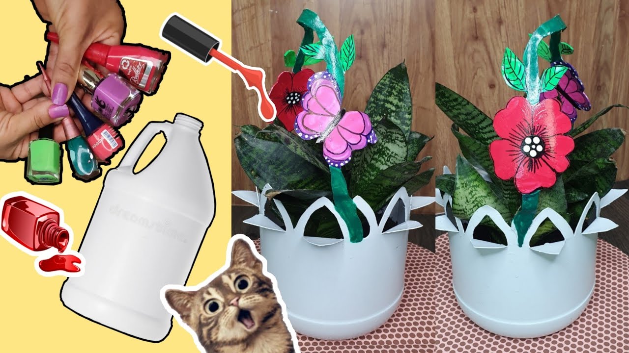 Original MACETERO Reutilizando GALÓN de CLORO y ESMALTES de Uñas ...