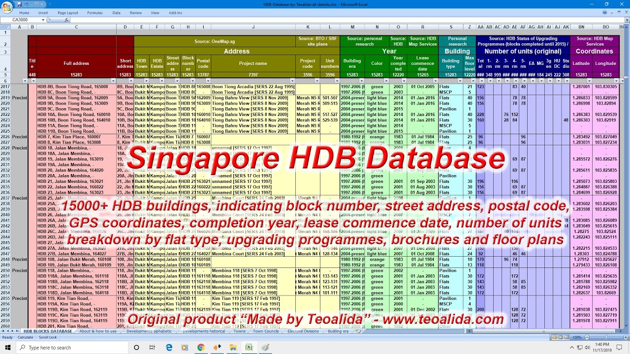 Singapore HDB Database - compiled by Teoalida - YouTube