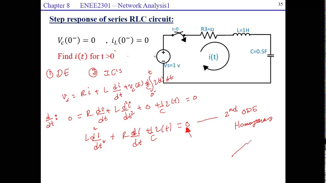 Lecture 18: ch8, Natural and Step Responses of RLC circuits - YouTube